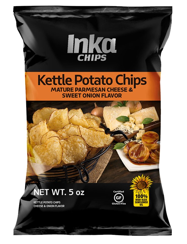 Inka Chips Kettle Potato Chips Mature Parmesan Cheese & Sweet Onion Flavor